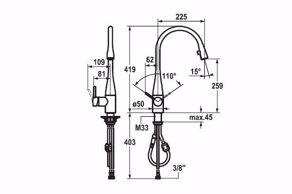 HLK Shop. KWC EVE Küche edelstahl A 225 Hebelmischer Auszugauslauf verdeckt Neoperl Caché bis ...