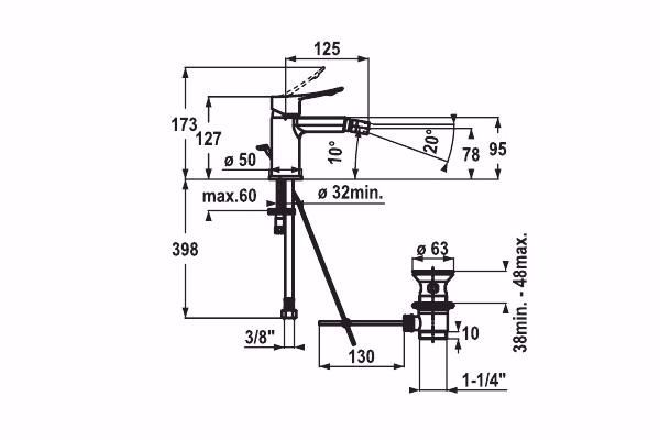 HLK Shop. KWC ACTIVO Bidet chromeline A 125 Hebelmischer Auslauf fest Kugelgelenk-Neoperl ...