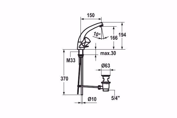 HLK Shop. KWC STAR Waschtisch chromeline A 150 Zweigriffmischer Schwenkauslauf 90° Neoperl ...