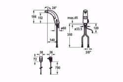 HLK Shop. KWC IQUA Waschtisch chromeline A 140 Automatik gesteuert Auslauf fest Neoperl Cascade ...