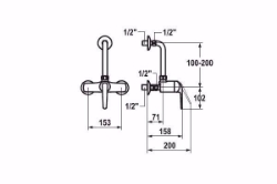 HLK Shop. KWC DOMO Dusche mit Wandbogen, chromeline, AD153, ohne Raccord, Art.Nr. : 21.062.100.000OR