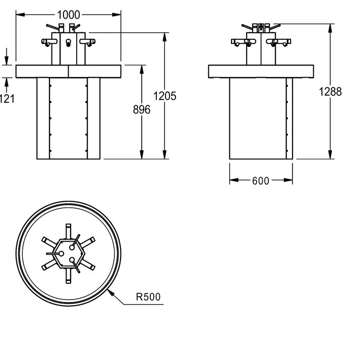 HLK Shop. KWC SATURN SANX605 Rundwaschtisch Material:Edelstahl ...