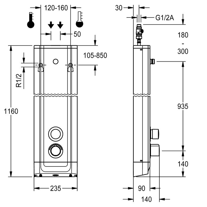 HLK Shop. KWC F5ST2022 Duschpaneel Edelstahl Zusätzliche Verbindungen:nein, mit ...